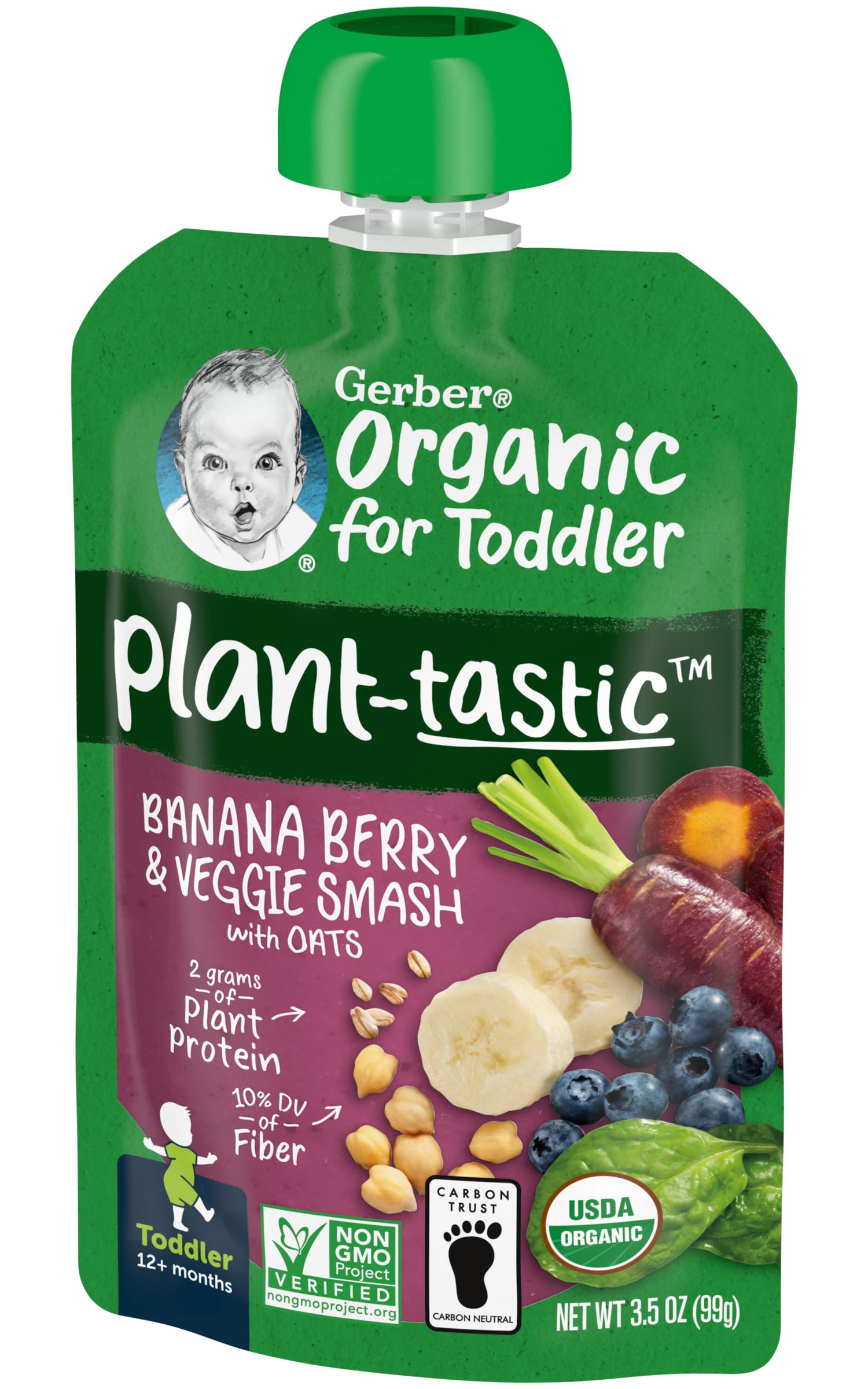 Gerber Organic for Toddler Plant-Tastic Pouches Variety Pack (6 CT (Pack of 1), Banana Berry)