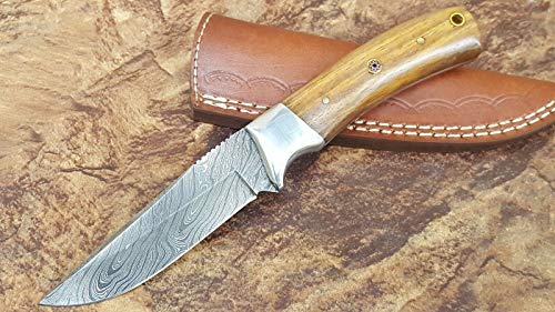 Carepro Hand Forged Damascus Steel Knife Rose Wood Handle Custom Made Hunting Knife
