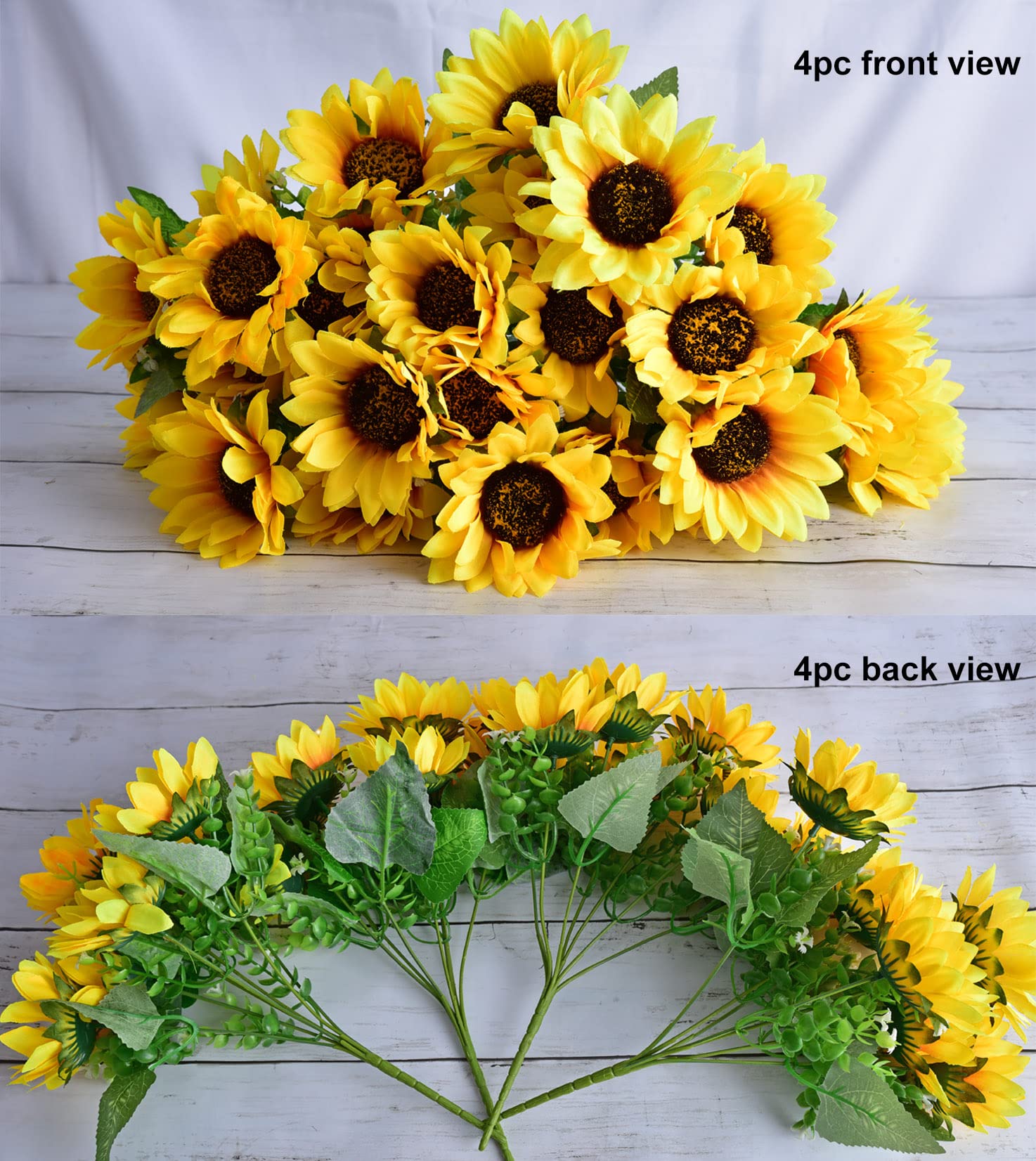 LSKYTOP 6 Bunches Artificial Sunflower Bouquet,Silk Sunflowers Fake Yellow Flowers for Sunflower Floral Arrangement Home Decor