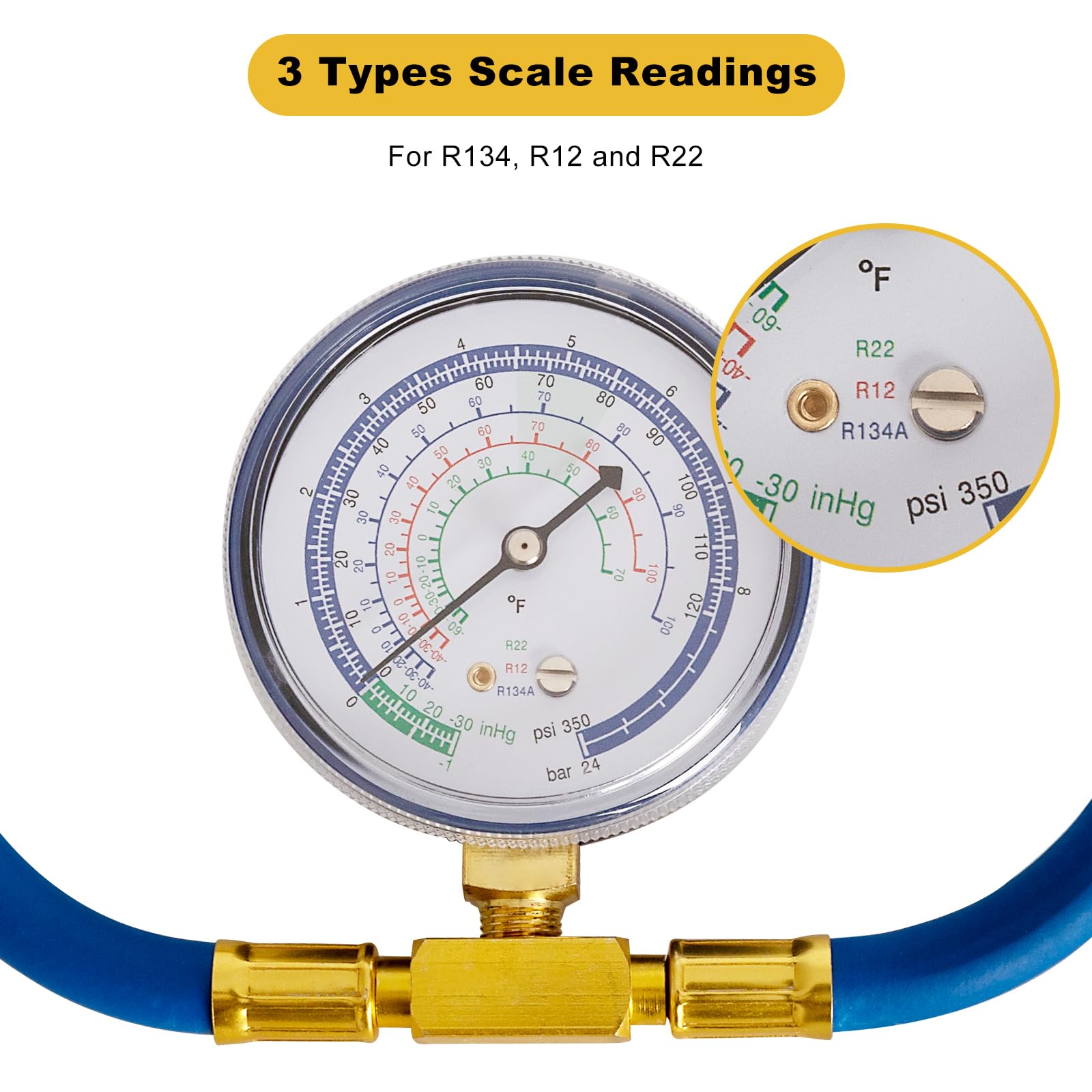 Belleone R134a Refrigerant Recharge Kit with BPV31 Bullet Piercing Valve and R134a Quick Coupler, R134a/R-12/R-22 Freon Refrigerant Hose Can Tap Kit for A/C System - Easy to use