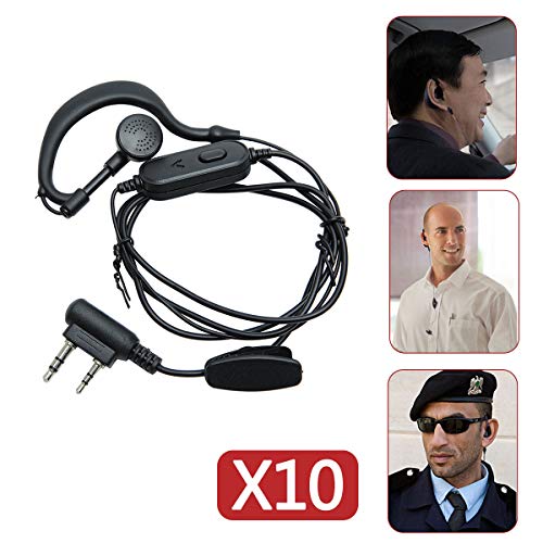BAOFENG Walkie Talkie Earpiece with Mic 2 Pin K Port Headset UV-5R BF-F8HP 5RM UV-21R UV-5G Plus GM-5RH K5PLUS AR-152 UV-17R BF-888S GM-15PRO UV-S9 Plus Etc (10Pack)