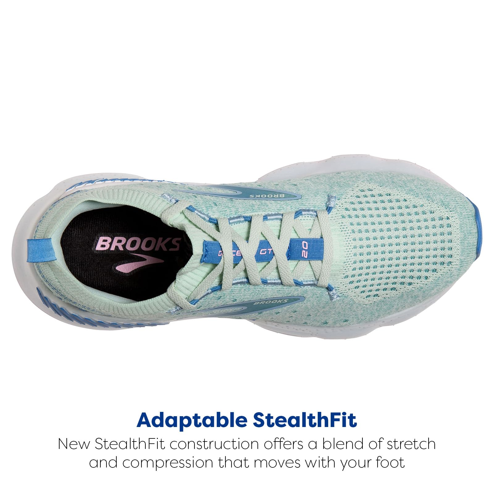 Brooks Women’s Glycerin StealthFit GTS 20 Supportive Running Shoe - Blue Glass/Marina/Open Air - 9.5 Medium
