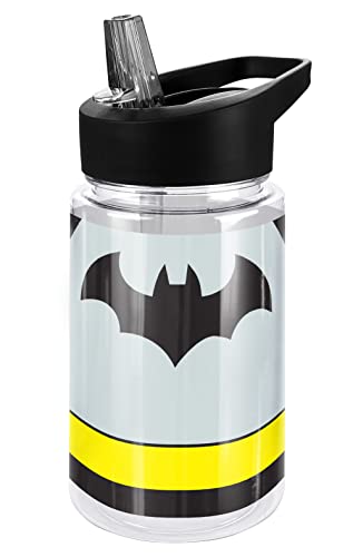 LOGOVISION Batman Kids Tritan Plastic Water Bottle with Straw Lid and Handle, Reusable Tumbler for Toddlers, Unisex for Girls and Boys, 12oz, Bottle Uniform