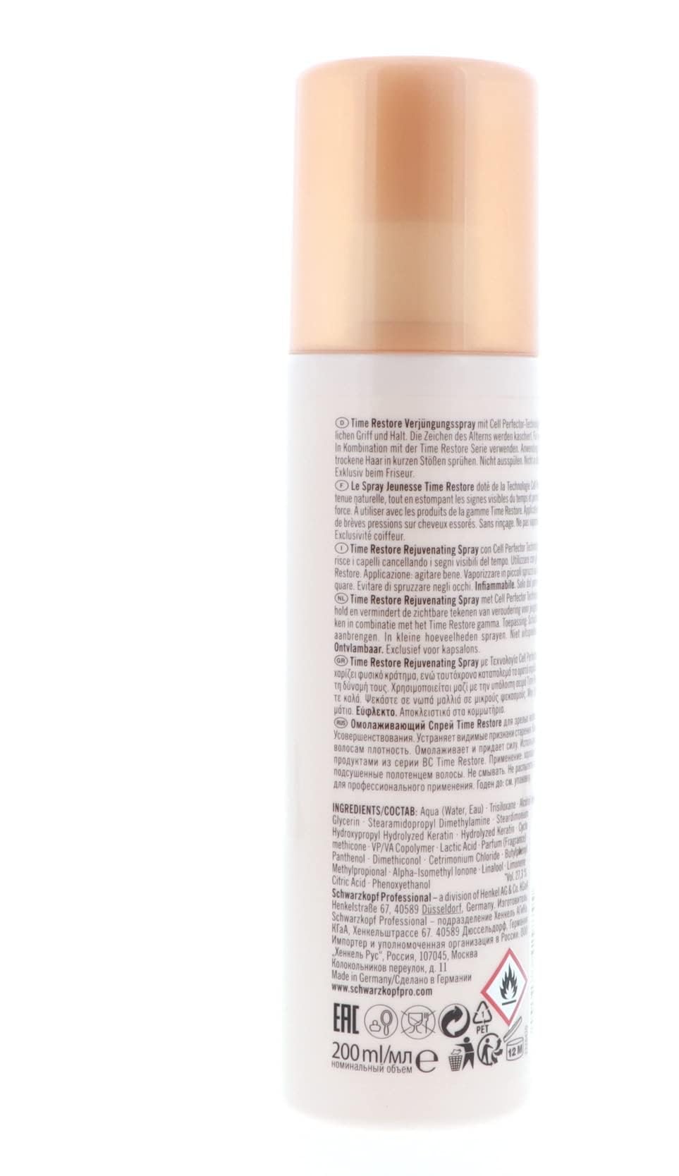 BC Bonacure Schwarzkopf Q10+ Time Restore Rejuvenating Spray, 6.7 Fl Oz
