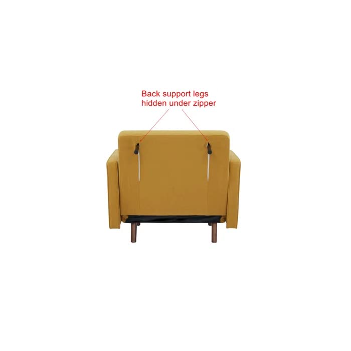 GIA Tri-Fold Convertible Polyester Chaise Sofa Bed with Removable Back Cushion and Legs, Yellow
