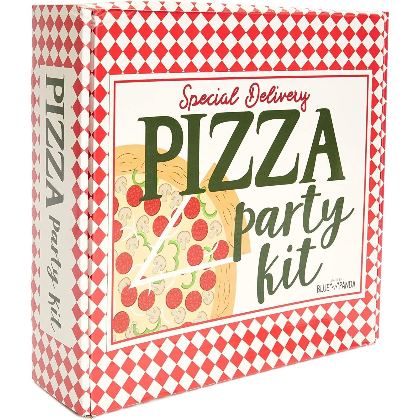 BLUE PANDA Pizza Party Supplies Kit, Includes Plates, Napkins and Cups (Serves 24 Guests)