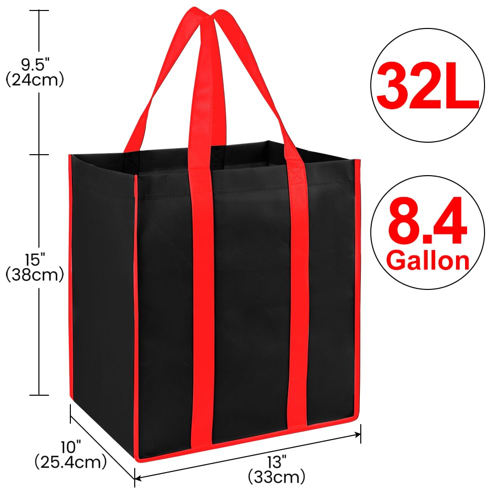 Bodaon 2Pk Collapsible Kitchen Reusable Grocery Bags, the Utility Tote Bag Bulk, Large Folding/Foldable Reusable Shopping Cart for Groceries, Storage Totes Heavy Duty, Shopping Basket (Black)