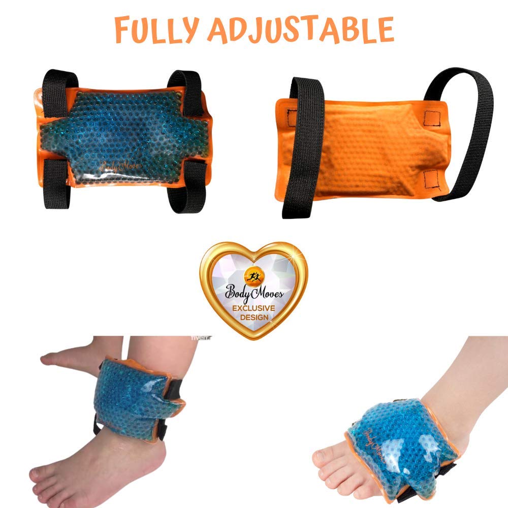 BodyMoves Kid's Ankle brace support PLUS Hot and Cold Ice Pack (Active Blue, SMALL for Little Kids (US 12-3))