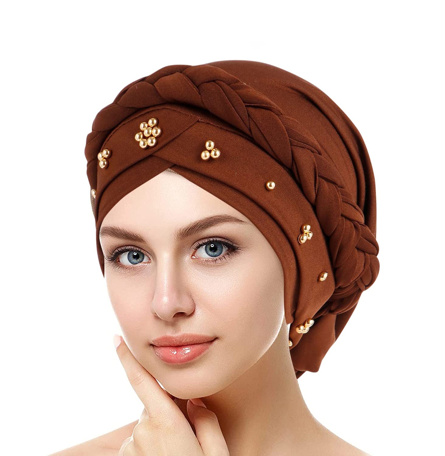 Base Ball Cap Wrap Headwear Hat Women Cap Beaded Braid Headscarf Turban Baseball Caps Hats Hats Hats Coffee