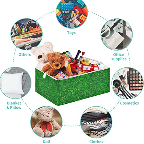 visesunny Closet Baskets St Patricks Green Plant Storage Bins Fabric Baskets for Organizing Shelves Foldable Storage Cube Bins for Clothes, Toys, Baby Toiletry, Office Supply