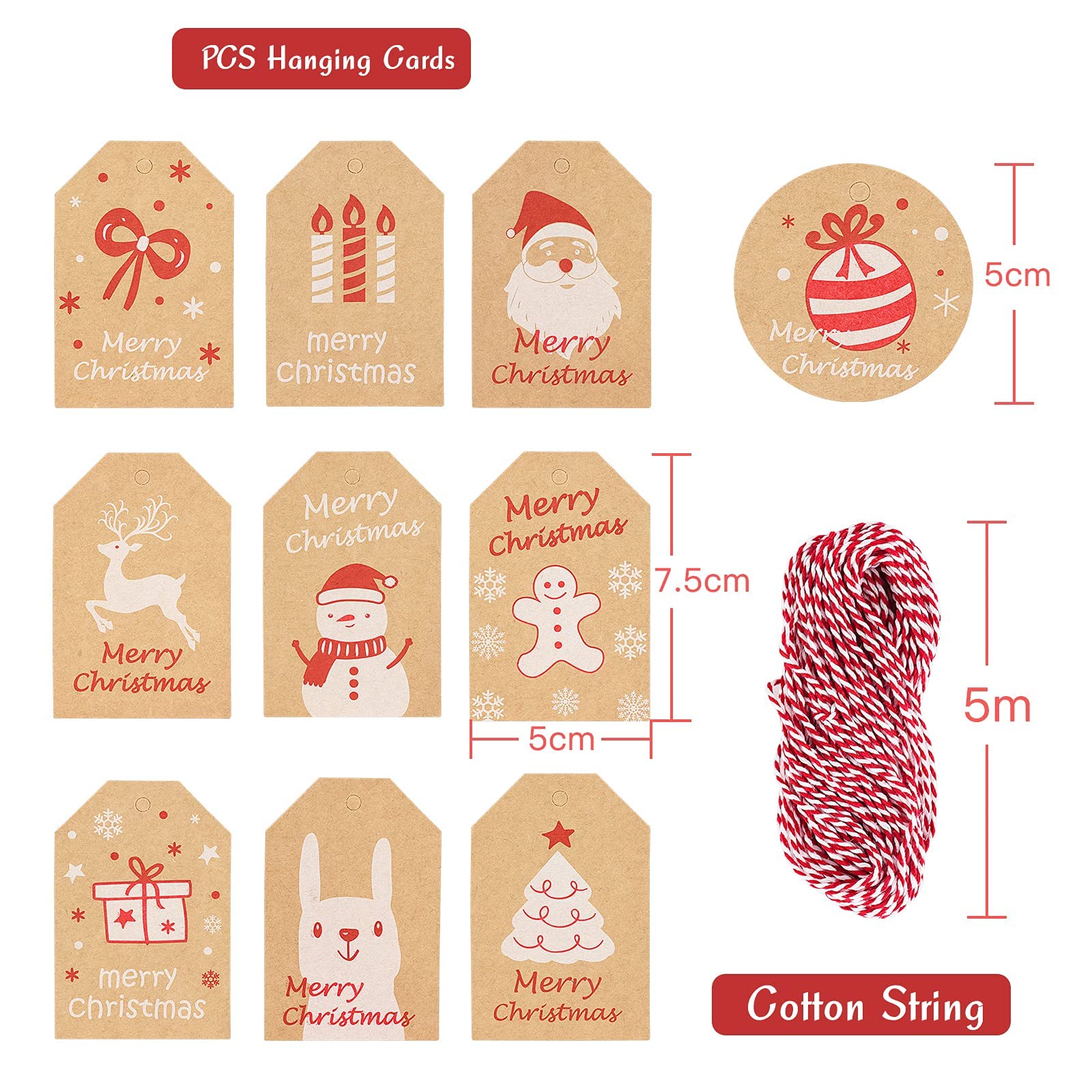 BOENFU Christmas Wrapping Paper, 8 Sheets Recyclable Kraft Paper for Xmas, 70x50CM in Folded Gift Wrap Paper