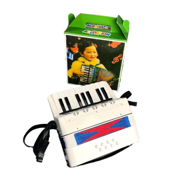 BORIYAM Accordion 17 Keys 8 Bass,Toys for Children and Adult Beginners,Accordion Instrument ,Early Learning Enlightenment Instrument (White)