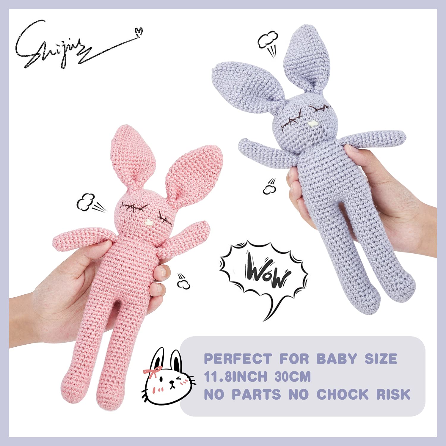 Moni's Choice Easter Baby Stuffed Animal Bunny Rabbit Handmade Plush Easter Stuffed Animal Knitted Doll Baby Sleep Toy Newborn Gift Handmade(Grey)
