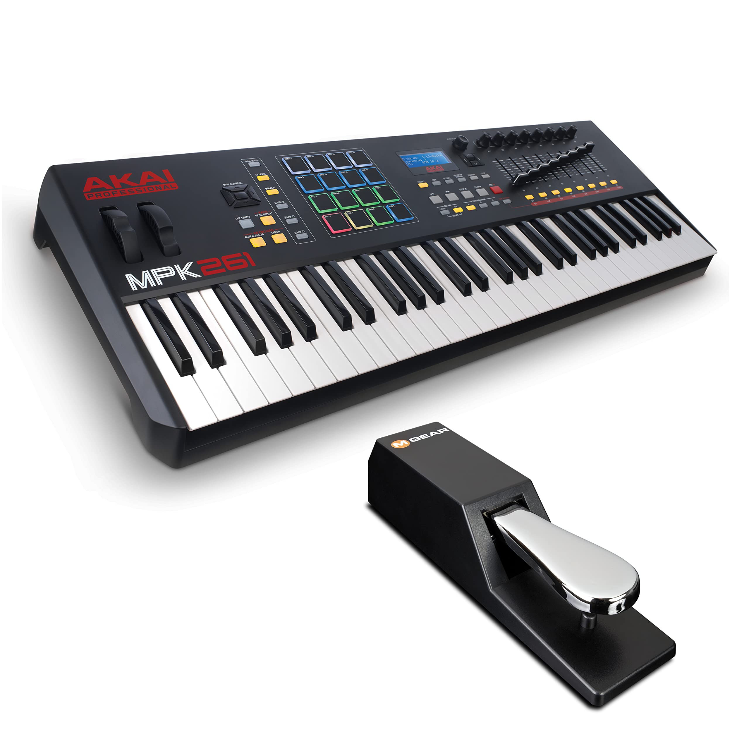 Beat Maker Bundle – 61 Key USB MIDI Keyboard Controller With 16 Drum Pads, Sustain Pedal and Pro Software Suite – Akai Pro MPK261