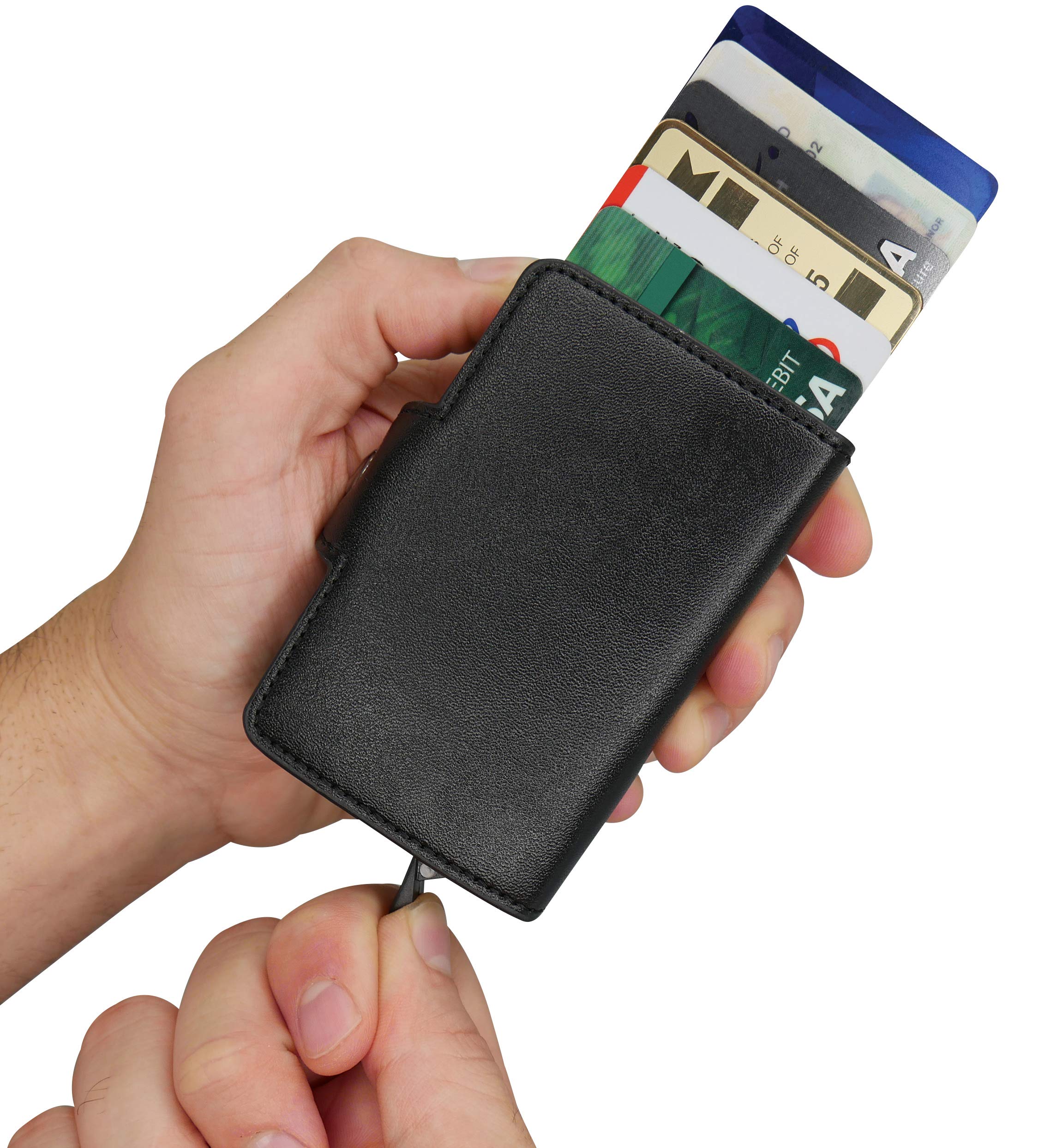 Quick Card Wallet : As Seen On TV Slim RFID Blocking Money Clip with Aluminum Automatic Pop-up Money Clip Wallet Automatic Pop-up Card Holder Case