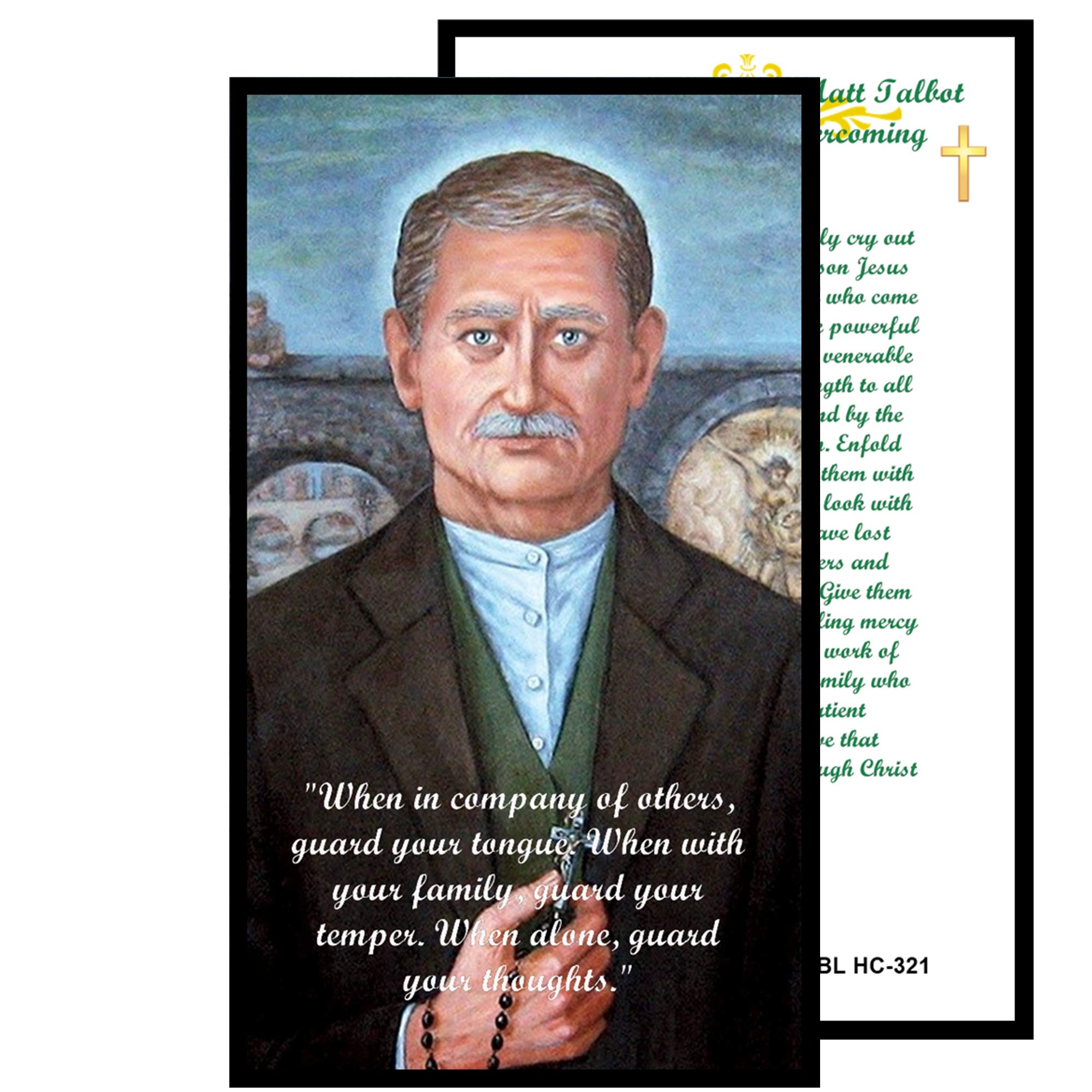 Gifts by Lulee, LLC Venerable Matt Talbot Prayer for Overcoming Alcoholism Blessed Laminated Italian Holy Card with Gold Accents