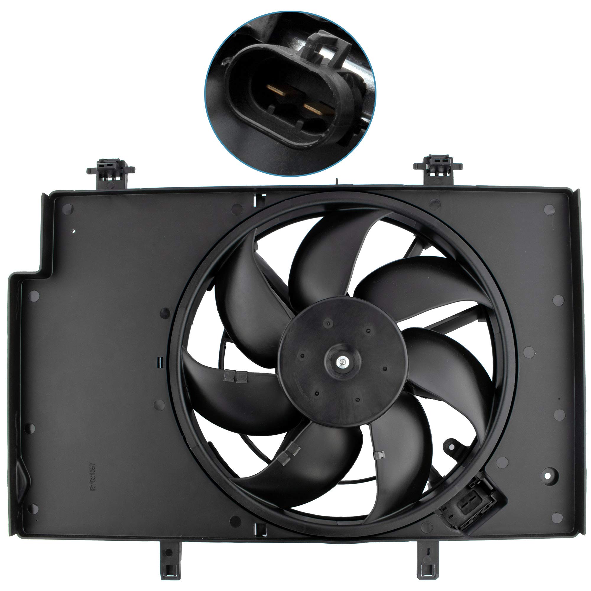 BOXI 621-503 BE8Z8C607A Engine Cooling Fan Assembly Fit for Ford Fiesta 2011-2013/Fiesta 2014-2017 L4 1.6L with Air Conditioning excluding Turbo Model