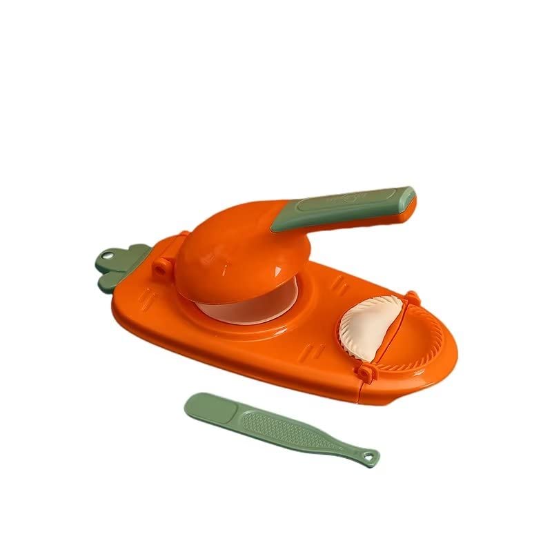 CORNICIONE 2 in 1 Portable Dumpling Maker,Cookie Press Machine,Multi-function DIY Manual Dumpling Press Molds Set,Suitable for Adults and Childrenļ¼Orangeļ¼
