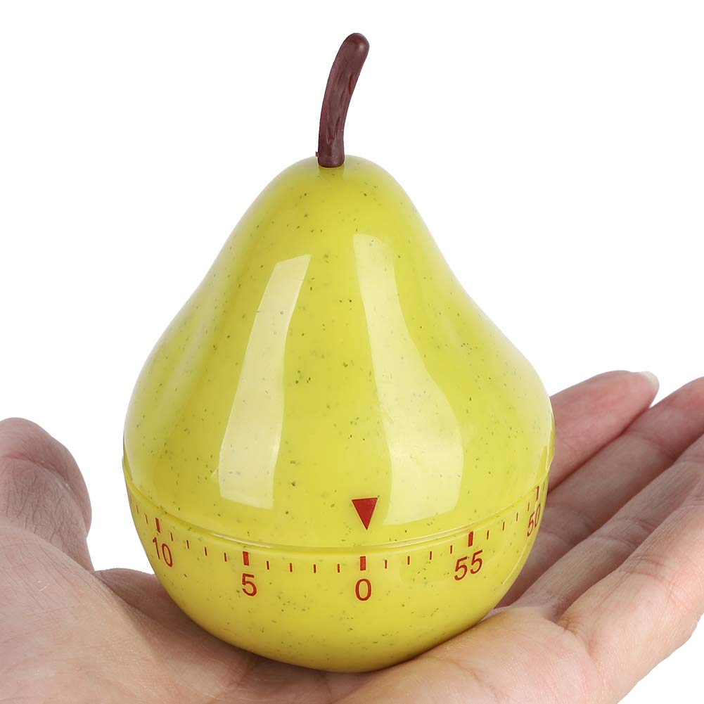 Cute Timers, 2pcs Kitchen Timers for Cooking, 60minutes Mechanical Cooking Timer Mini Pear Fruit Shape Kitchen Timer Cartoon Reminder Alarm Clock Time Manager for Learning Baking Exercise