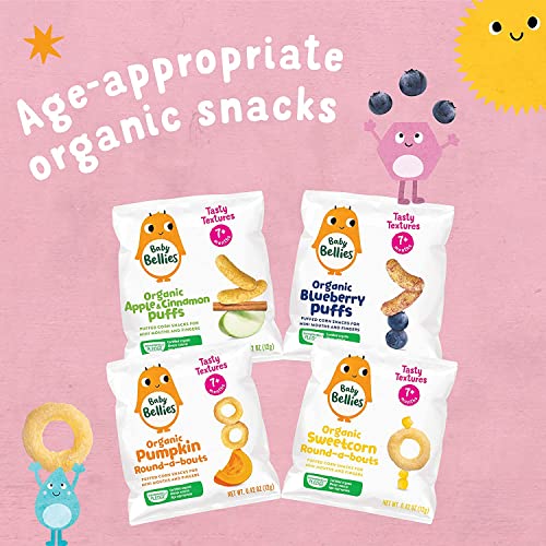 Little Bellies Organic Round-a-bouts Baby Snack, Sweetcorn, Pack of 18