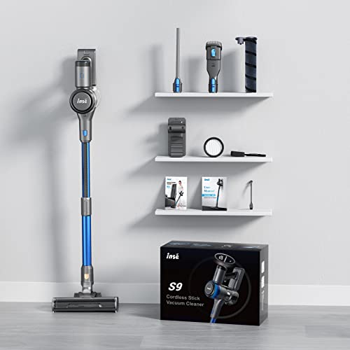INSE Cordless Vacuum Cleaner, 400W Stick Vacuum with 30Kpa Powerful Suction, 55min Runtime, Smart Induction Auto-Adjustment, Rechargeable Vacuum Cleaners for Home Carpet Floor Pet Hair, LED Display-S9