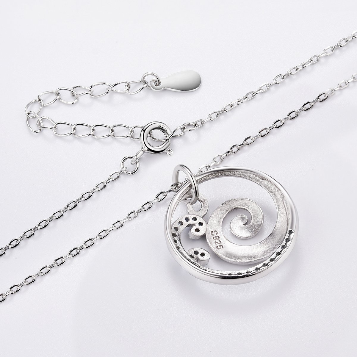 Bellrela 925 Sterling Silver Ocean Wave Pendant Necklace