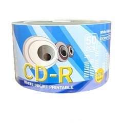 CD-R 700MB 80min 52x White Inkjet Hub Printable 50-Pack by LSK Media | Blank CDs for Burning Music | Blank CDs Bulk | Printable CD-R Blank Discs Pack | Bulk CDs for Music Burning | Writable CDs
