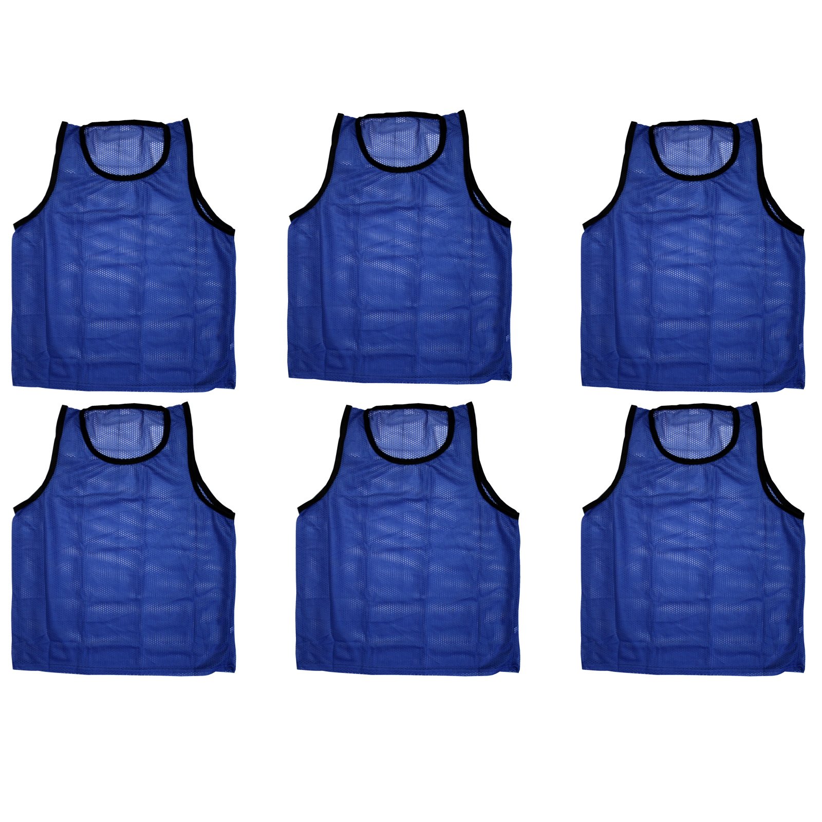 BlueDot Trading Adult Blue Scrimmage Training Vest Sports Pinnie in Nylon Mesh for all kinds of Sports Soccer, Football, Basketball, Lacrosse, 6 pack