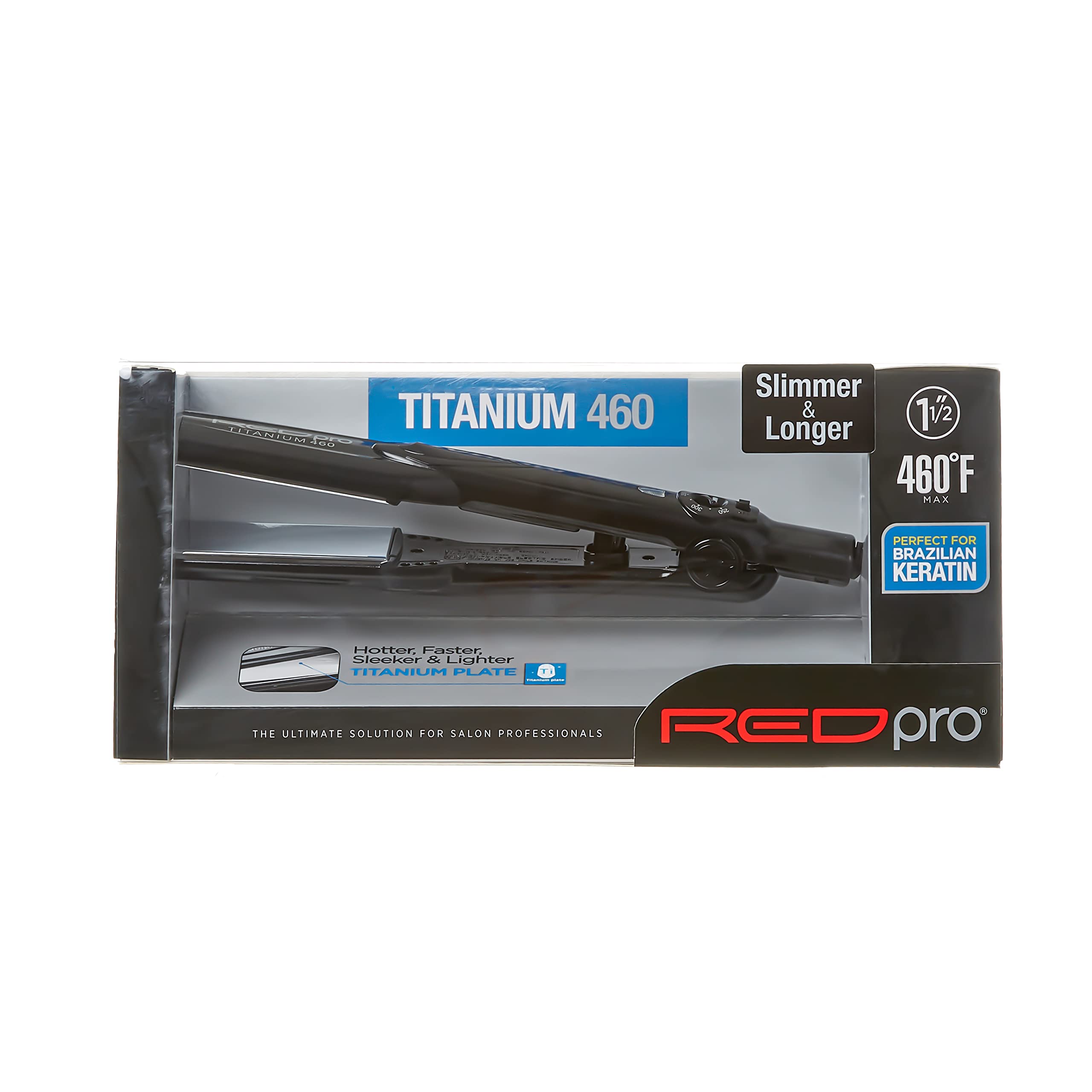 RED by KISS Pro Titanium 1 1/2 Inch Flat Iron Heats Up to 460°F Silky Straight, Frizz-Free Results