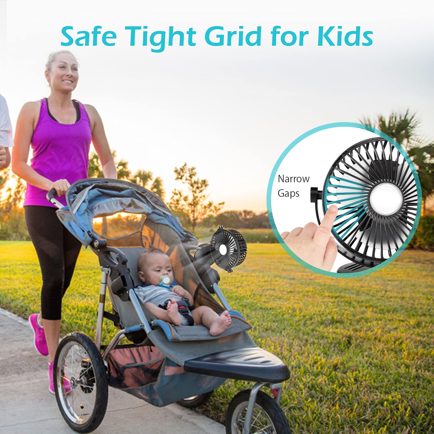 BRIGENIUS Battery Operated Clip on Stroller Fan, Portable Mini Desk Fan Rechargeable, USB Powered Clip Fan for Baby Stroller Office Outdoor Travel, Black
