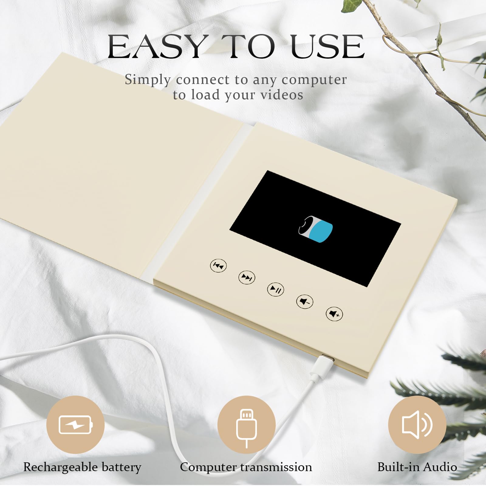 Customisable Happy Birthday Video Greeting Card β 4.3" LCD Display, Rechargeable, Built-in Speaker, DIY Gift for Friends and Family