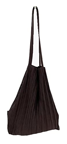 BLUEORB Each Bag Casual Washable Pleats Women's Versatile 100% Recycled Polyester Daily Shoulder Bag Tote Hobo Pouch Set (Just Brown)