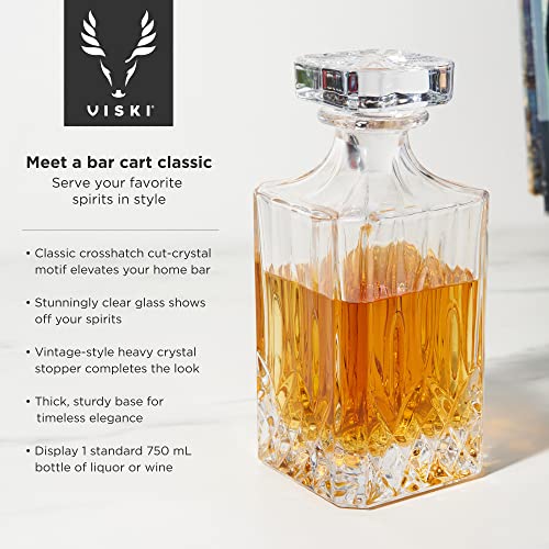 Viski Admiral 30 oz Liquor Decanter | Crystal Glass Liquor Dispenser for Whisky, Bourbon, Tequila, Brandy β Gift for Liquor Lovers