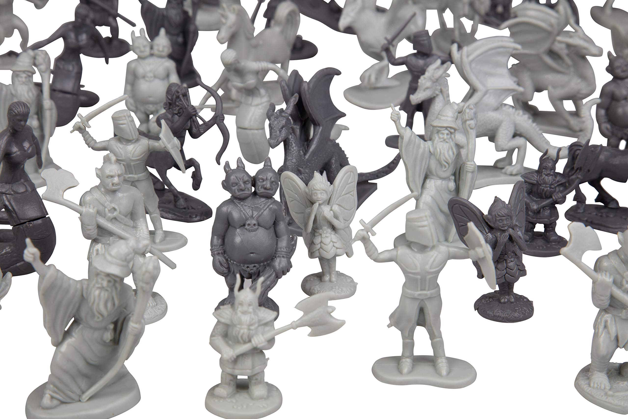 Monster Fantasy Creature Mini Action Figure Playset - 98pcs Toy Miniatures w 14 Unique Designs - Dragons, Wizards, Orcs, & More- XL 1/32 Scale Compatible with Dungeons and Dragons and Other RPG Games