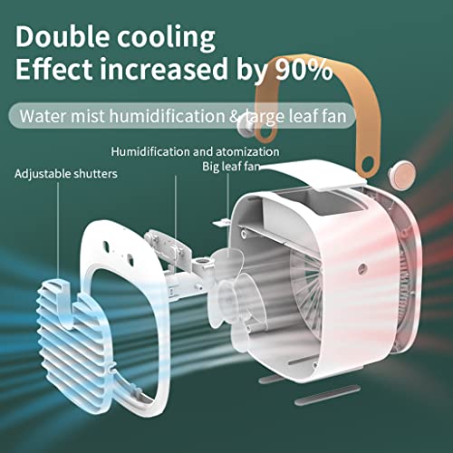 Gootu Portable Air Conditioner,6000mAh Mini Air Conditioner Fan,USB Rechargeable Personal Air Conditioner,3 Speed Quiet Air Cooler for Bedroom,Office,Car,Travel & Indoor & Outdoor Activities.(White)