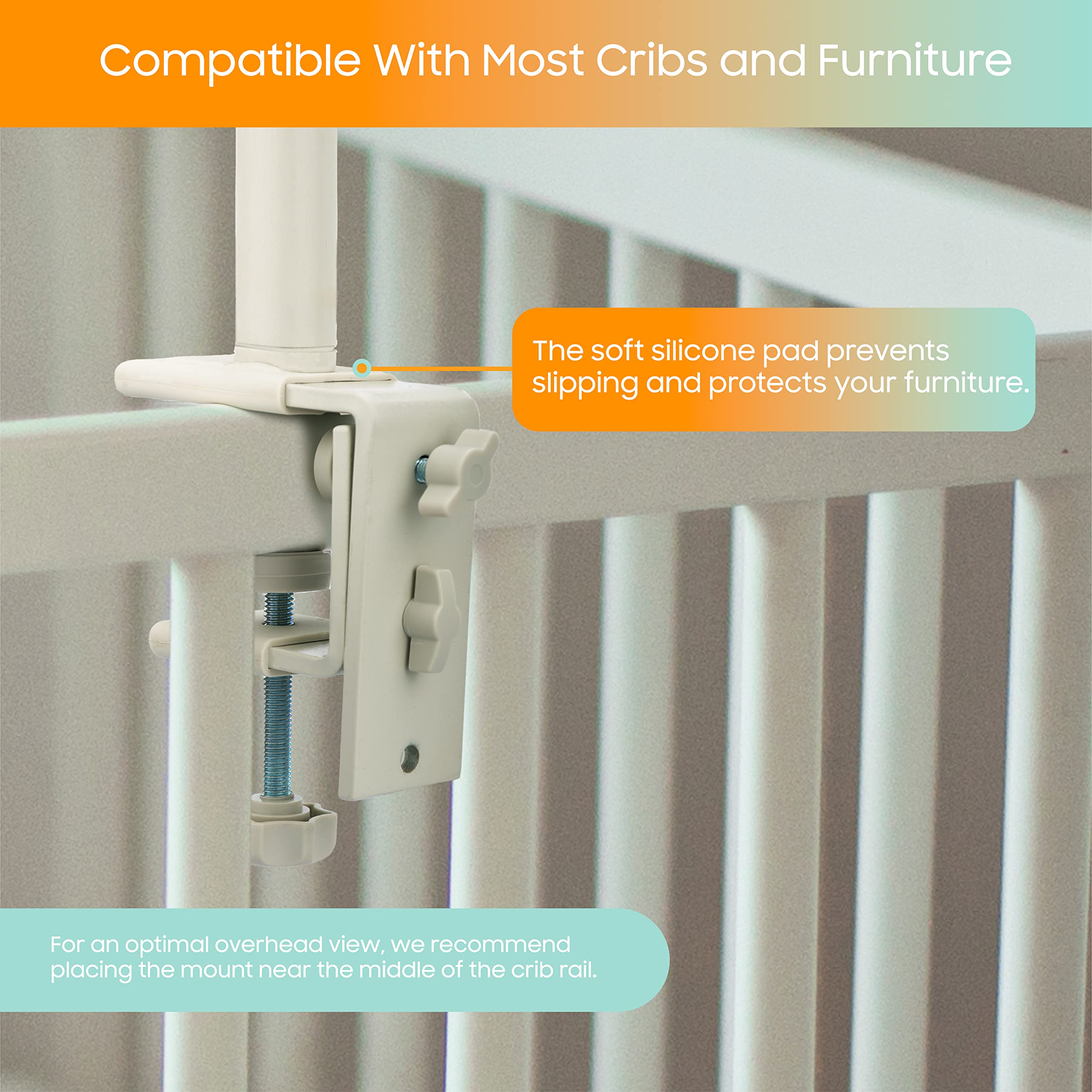 CHILLAX Crib Mount Universal Baby Camera Holder Baby Camera Stand Compatible with Most Branded Baby Camera wtih 1/4” Tripod Mount like, Motorola, Infant Optics, Vtech.