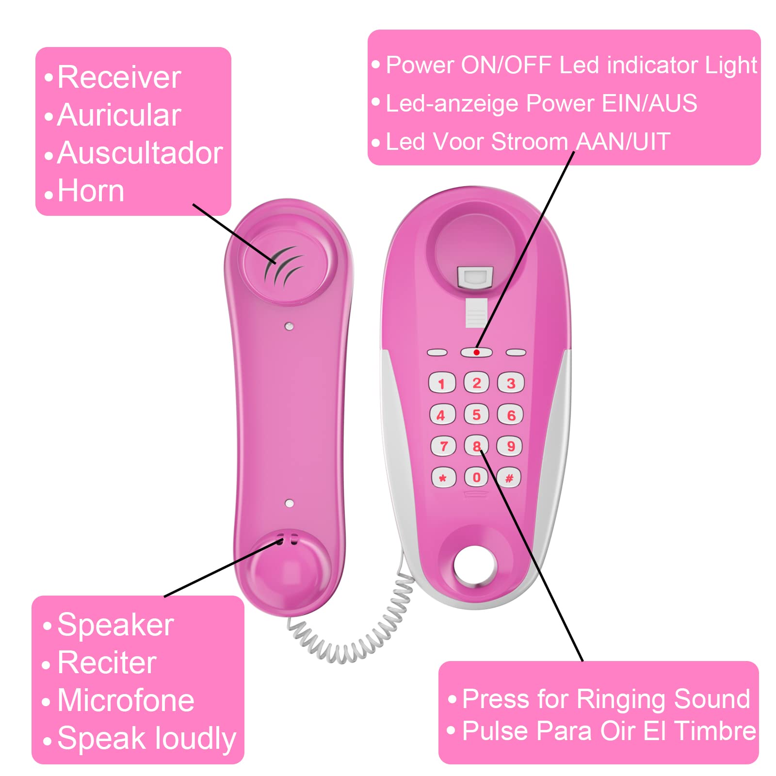 Kids Play Phone, Intercom Toy with Real Ring Sounds, Pretend Play Telephone, 23 ft Ultra-Long Phone Line with Kids to Chatting and Learning, Toddler Develop Communication Skill Toys, Kids Gift