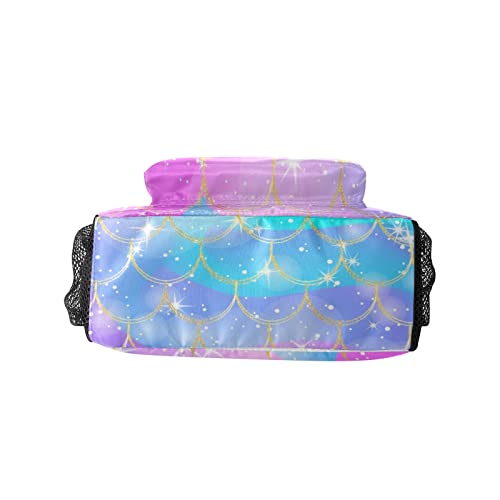Gymnastic Mermaid Scale Fantasy Personalized School Backpack Bags Kids Backpack for Teen Boys Girls Travel Backpack