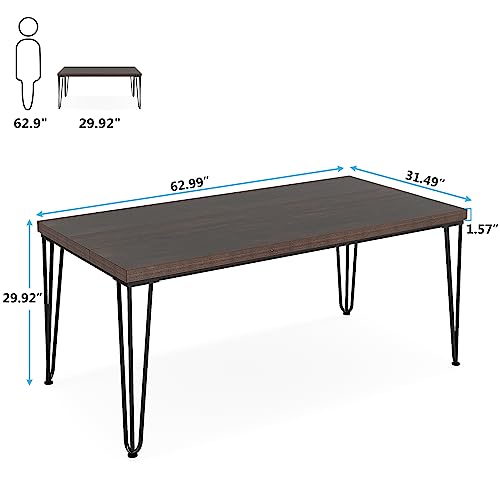Tribesigns 62.9 Inch Rustic Computer Desk, Large Office Executive Desk with Metal Legs, Simple Writing Study Desk Workstation Conference Table Business FurnitureĀ for Home Office