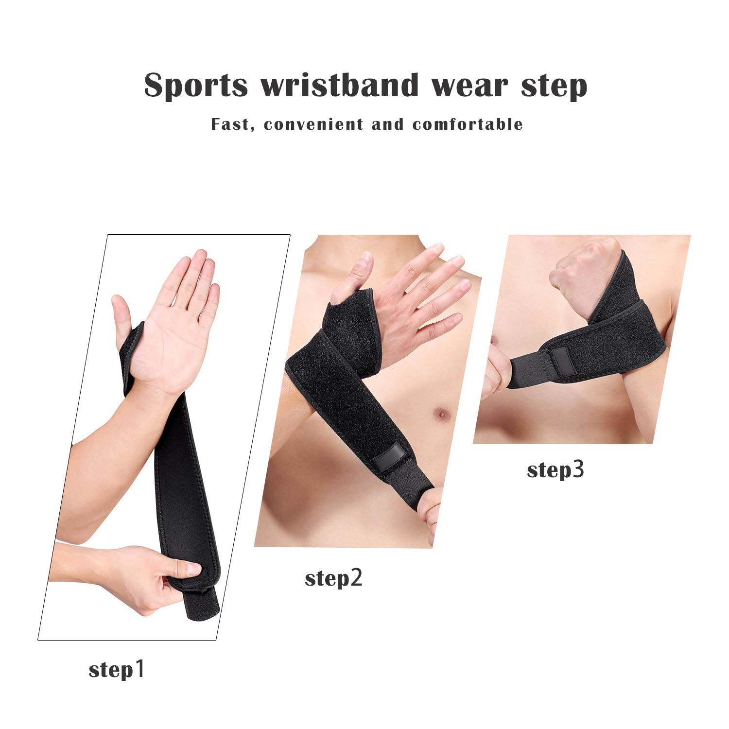 Carpal Tunnel Wrist Brace, 1 Pair Adjustable Wrist Compression Wrap for Sprains, Wrist Tendonitis, Pain Relief, Injury Recovery Fit for Both Left Hand and Right Hand