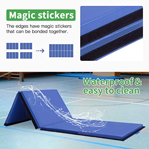 Gymnastics Mat 4x10x2 Tumbling Mat 4 Foldding Mat Gymnastic Indoor/Outdoor Mat 2β Thick PU Leather Folding Exercise Mat For Tumbling Home Gym Mat Yoga Mat Stretching Yoga Cheerleading Martial Arts