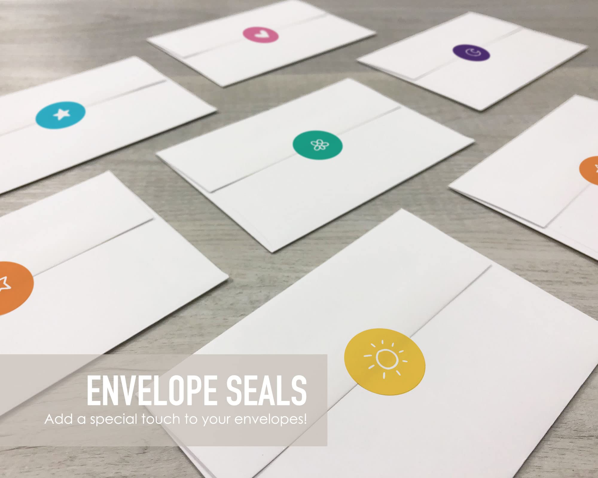 Cute & Colorful Envelope Seal Stickers - 6 Round Solid Color Designs - Stickers for Envelopes, Business Orders, Packaging (126 Seals Pack)