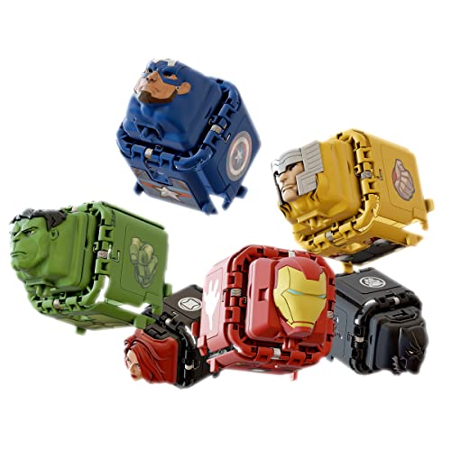 MARVEL Avengers Battle Cubes 2-Pack, Captain America VS Black Panther, Unleash Power, Launch Attack, 2 Cubes & 6 Tokens, RPS Auto-Battle System, Battle Cube APP, Collectible Pocket-Sized Game, Ages 5+