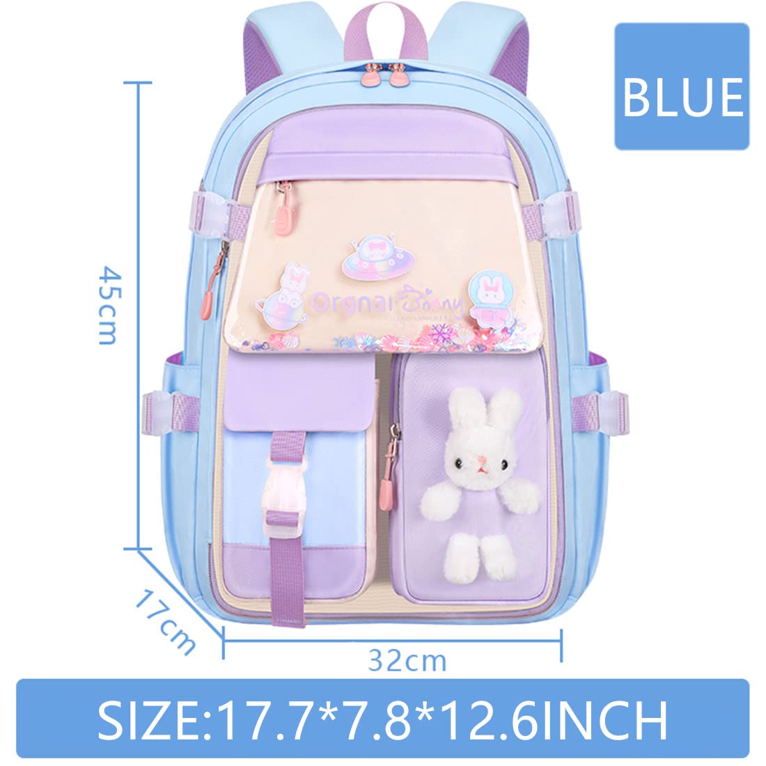 BEFUNIRISE Bunny Backpack, Kawaii Bunny Backpack, Bunny Backpack For Teen Girls, Bunny Backpack (Blue-B, Large)