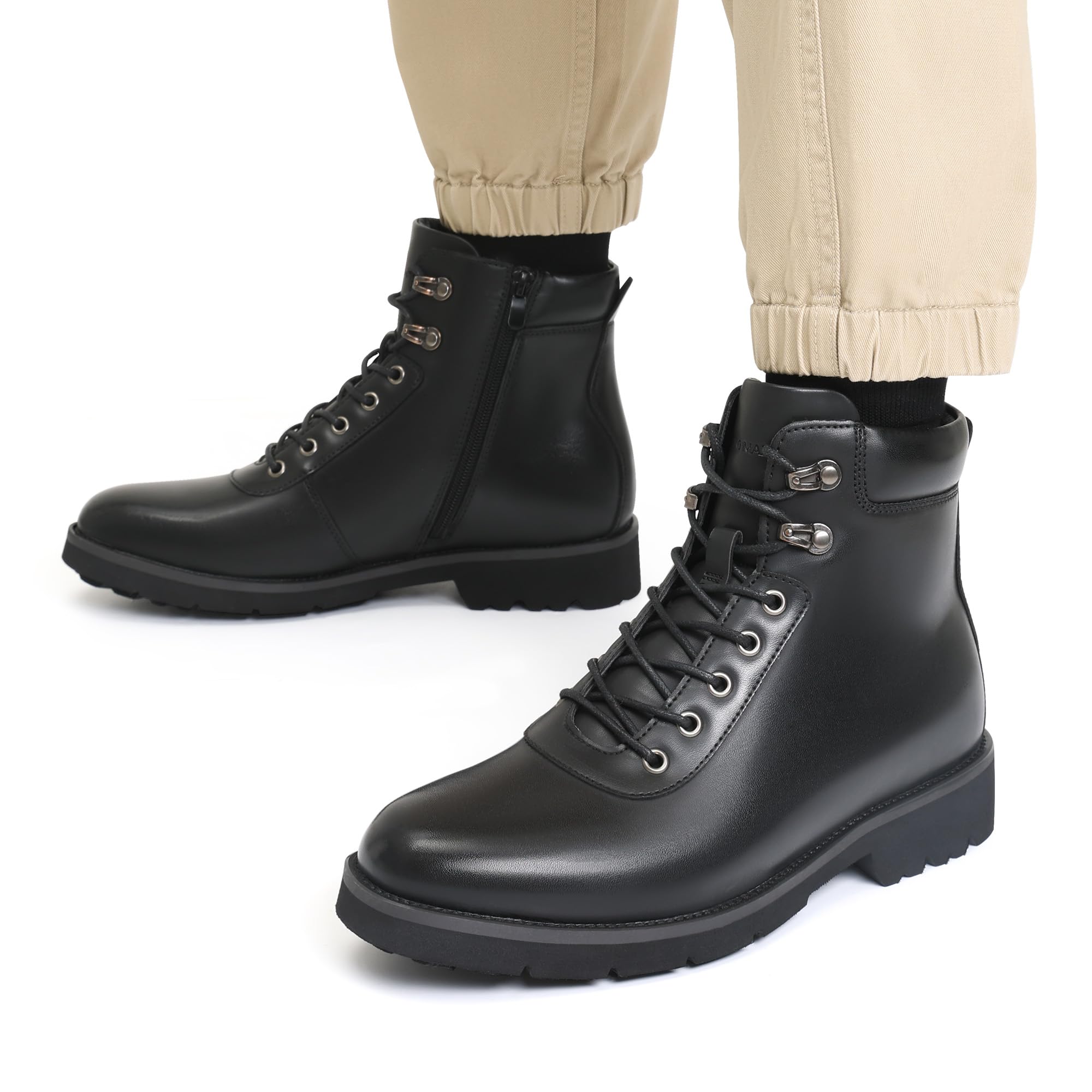 Bruno Marc Men's Motorcycle Boots Oxford Dress Boot Black