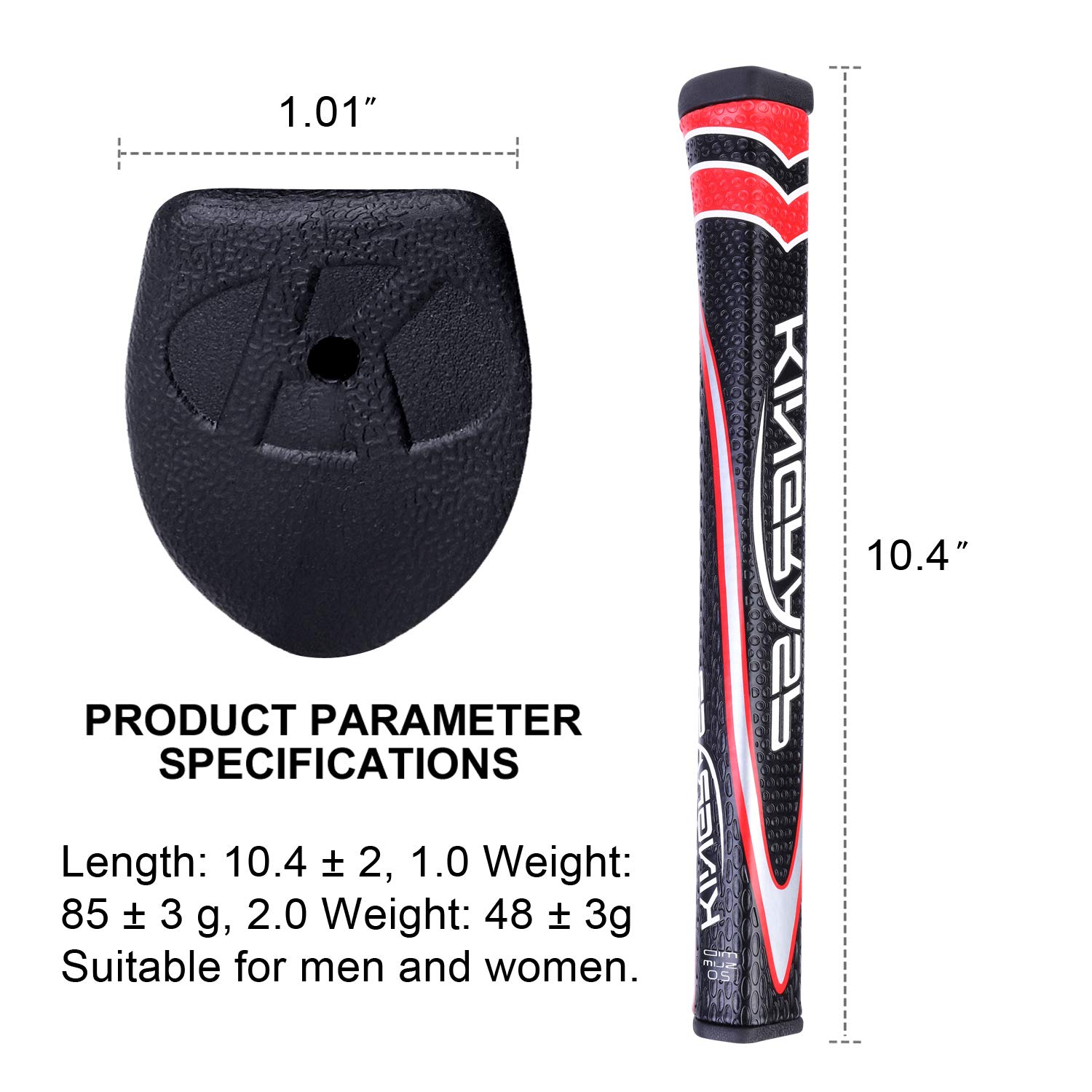 Be DeLighted GT Pistol Golf Putter Grip Lightweight and Comfortable Golf Grips | Advanced Texture Control and High Feedback Golf Putter Grips (red, Size:2.0)