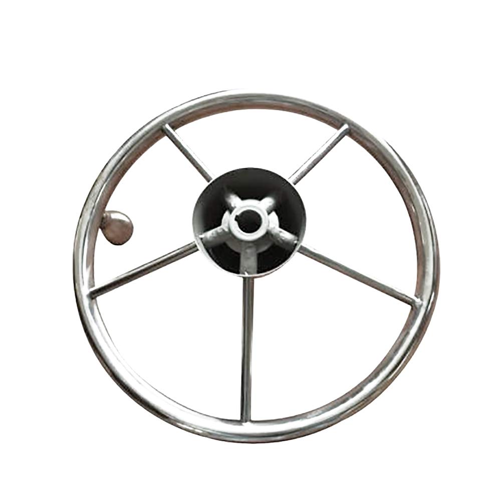 Boat Steering Wheel 5 Spoke 13.5 inch Stainless Steel with Knob and Cap Destroyer Style Marine 131/2 inch