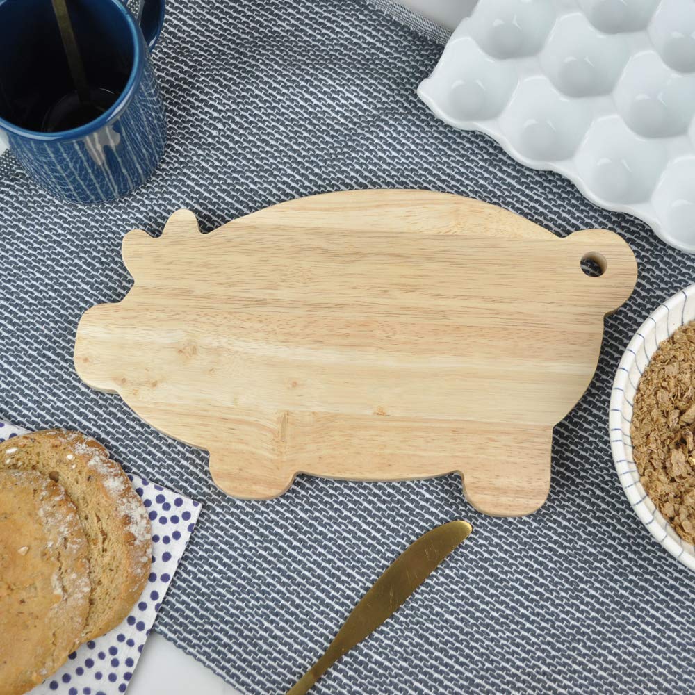 eBuyGB Wooden Pig Breakfast Board, Kitchen Serving Antipasti Platter Tray, Chopping Board, Cutting Charcuterie, Cheeseboard,Brown