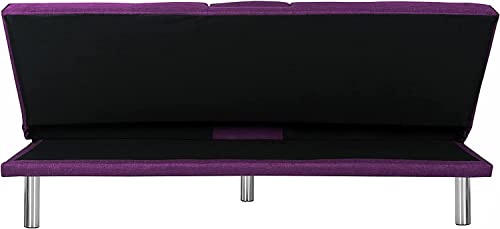 ERYE Modern Convertible Futon Bed, Adjustable Functional Loveseat Compact Foldable Love Seat,Comfy Sleeper Daybed 3 in1 Recliner Sofa & Couch for Small Space Sofabed, Purple Linen