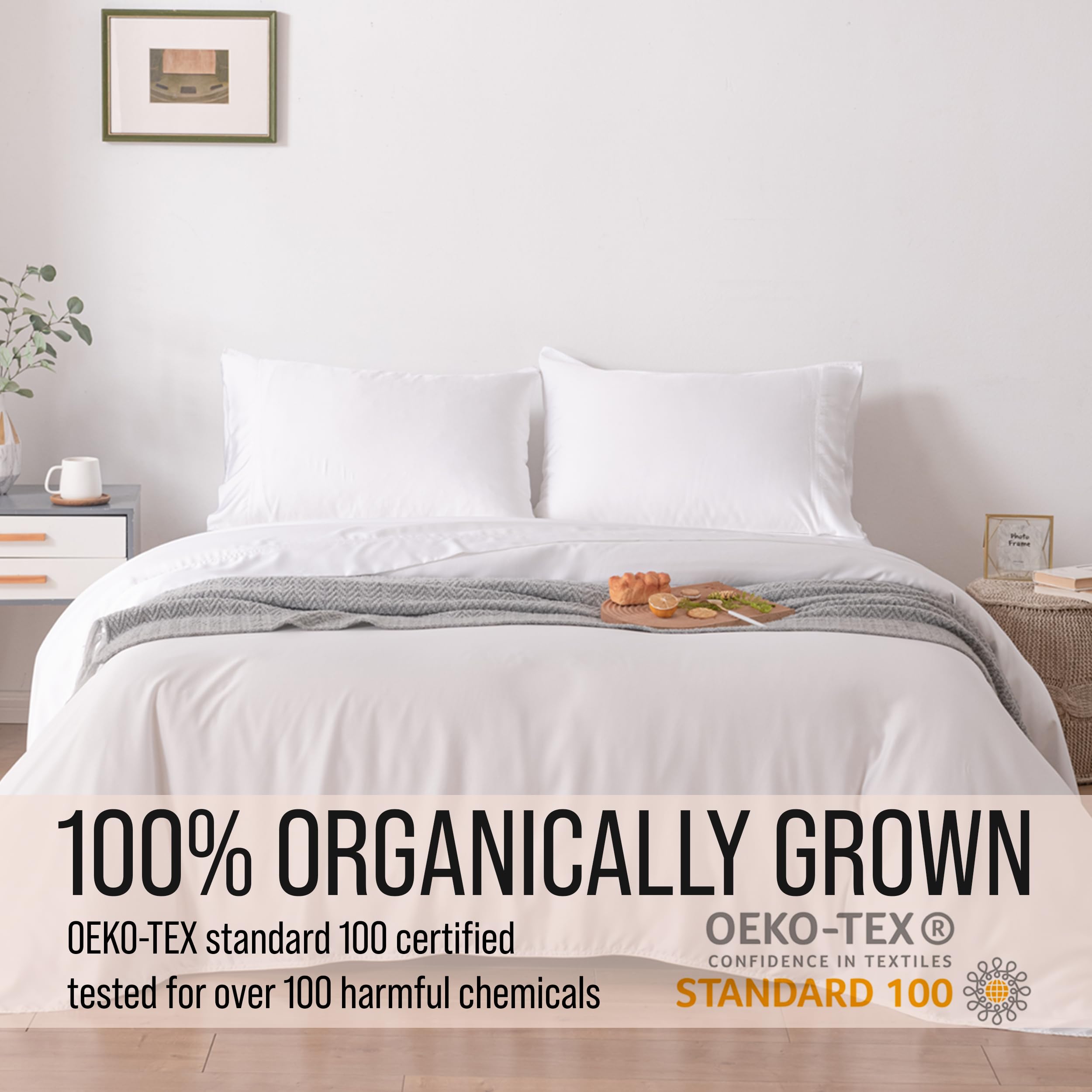Bella Coterie Luxury King Bamboo Sheet Set | Organically Grown | Ultra Soft | Cooling for Hot Sleepers | 18" Deep Pocket | Viscose Made from Bamboo [White]